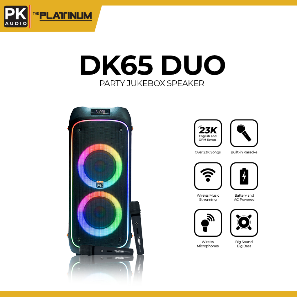 Platinum Karaoke DK65 Duo Party Jukebox Karaoke and Music Bluetooth Speaker | Shopee Philippines