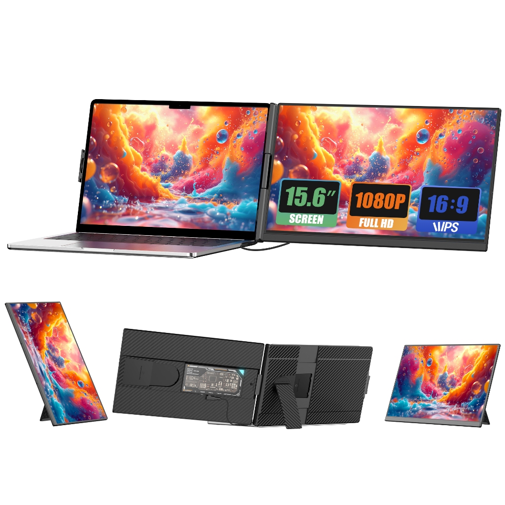 15.6in Portable Monitor 1080p 60hz FHD Removable Extender Screen for ...