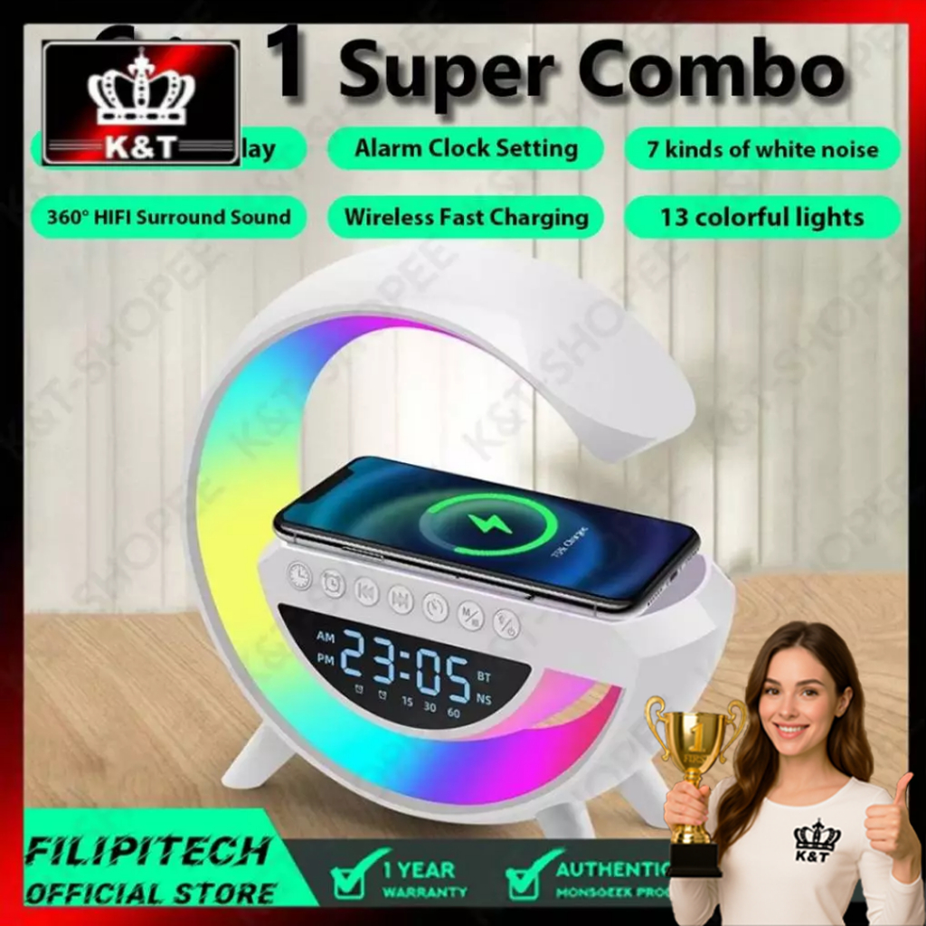 BT-3401 Bluetooth Speaker 15W LED Atmosphere RGB Light Wireless Charger ...