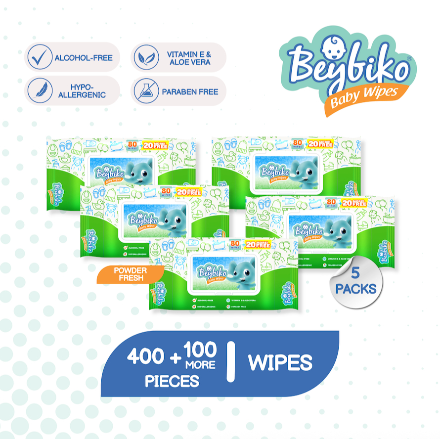 Beybiko Baby Wipes 80 sheets + 20 sheets free X 5 Pack | Shopee Philippines