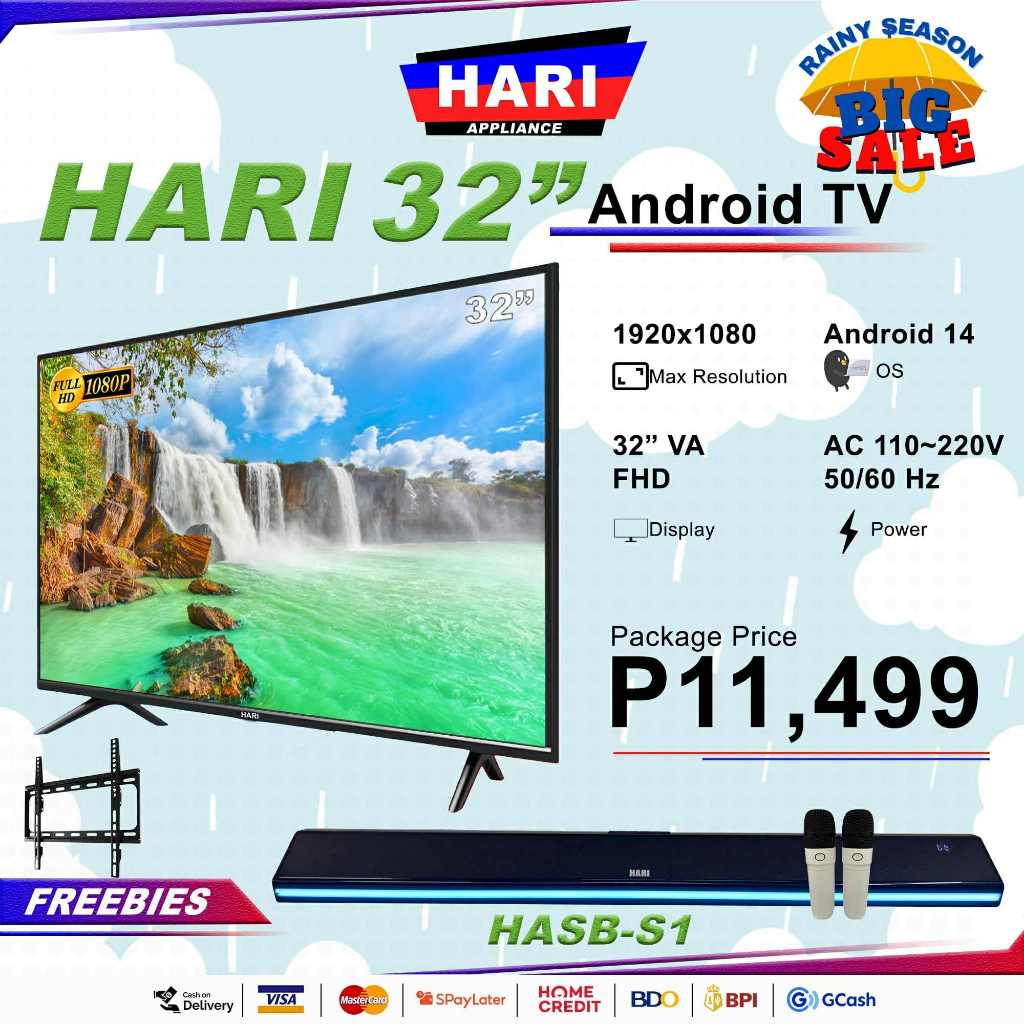 HARI TV 32" android 14 frameless with bluetooth with mic | Shopee ...