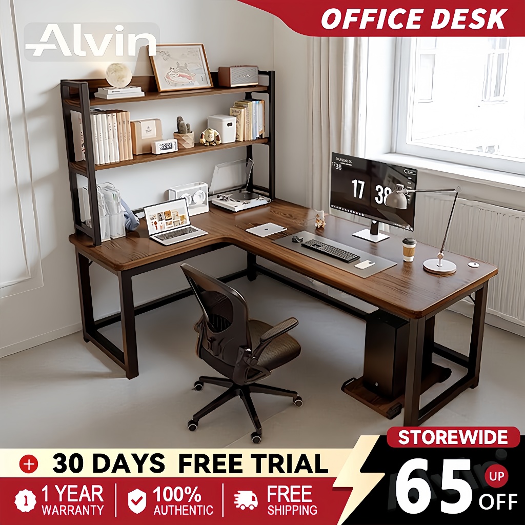 ALVIN L-Shaped Corner Table Computer Game Table Office Desk Study Table ...