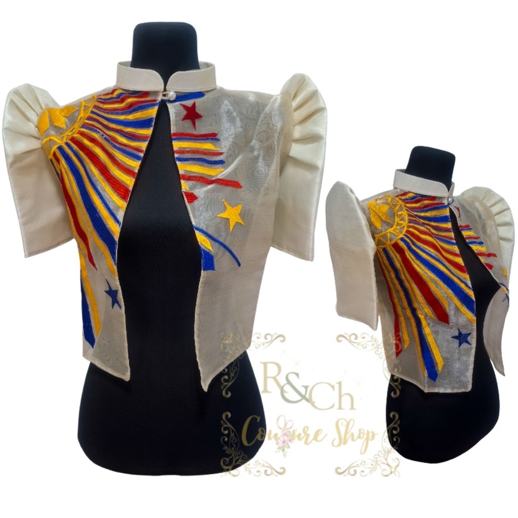 Filipiniana Bolero w/ embroidery - Philippine Flag inspired (Sinag ...