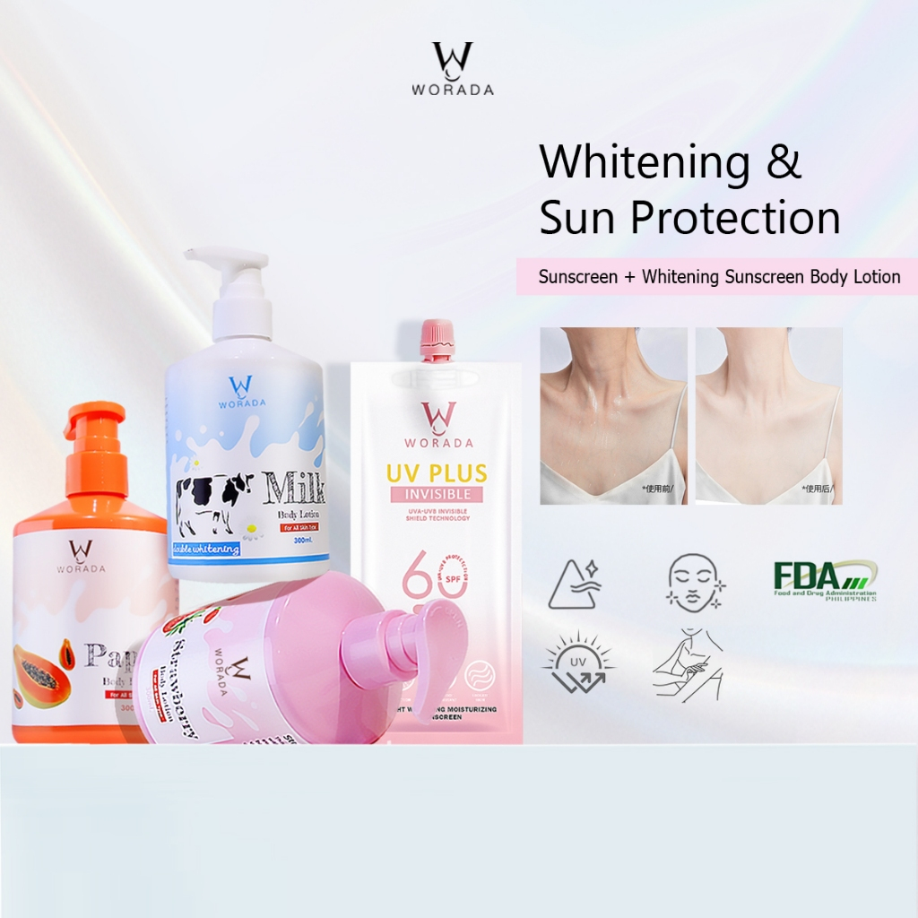 WORADA SPF60+ PA+++ Sunscreen & Body Lotion Set | Moisturizing ...