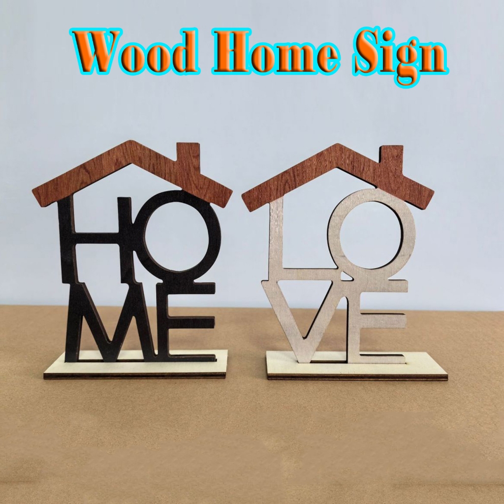 Rustic Wood Home Sign - Freestanding Cut-Out Letter Sign For Wall Or ...