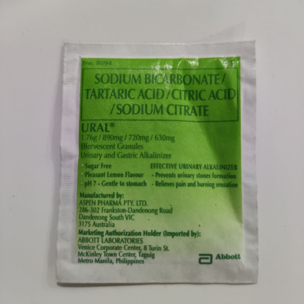 Ural Effervescent Powder Urinary Alkalizer 4g 1 Sachet Abbott | UTI ...