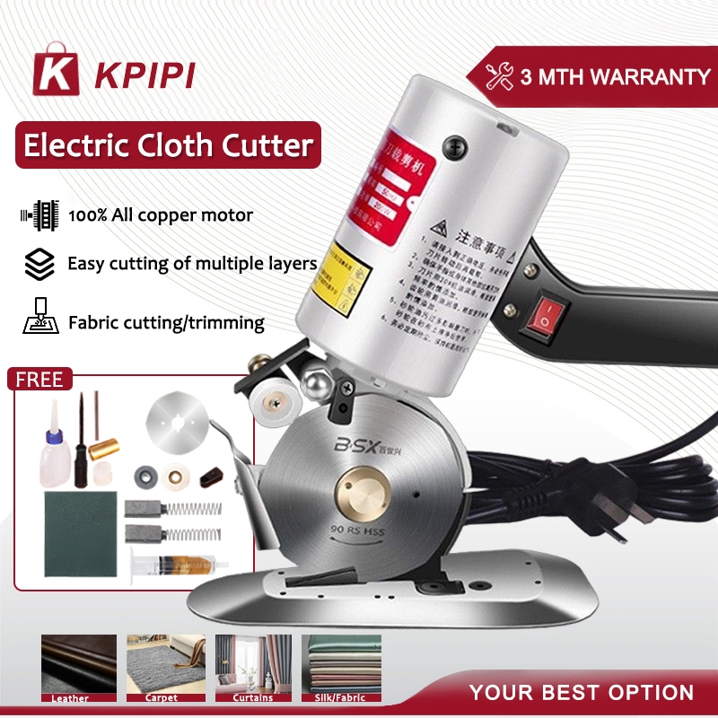 Electric Cloth Cutter 90mm Portable Round Knife Cloth Cutter Hand-Held ...