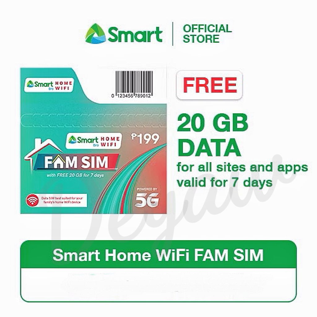 Smart Fam Sim with 20GB Data for 7days | Shopee Philippines