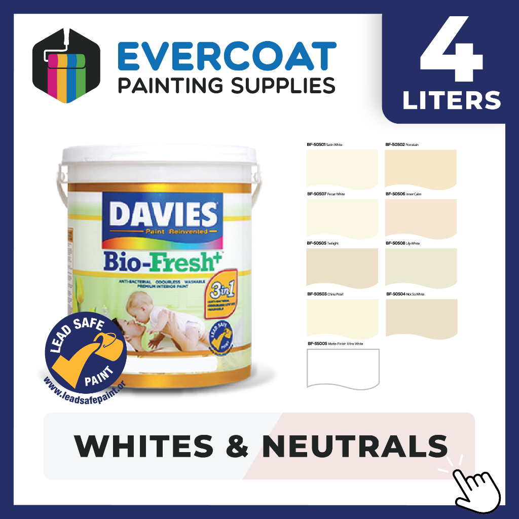 Davies Biofresh Antibacterial Paint, Odorless, Washable, Low VOC, Water ...