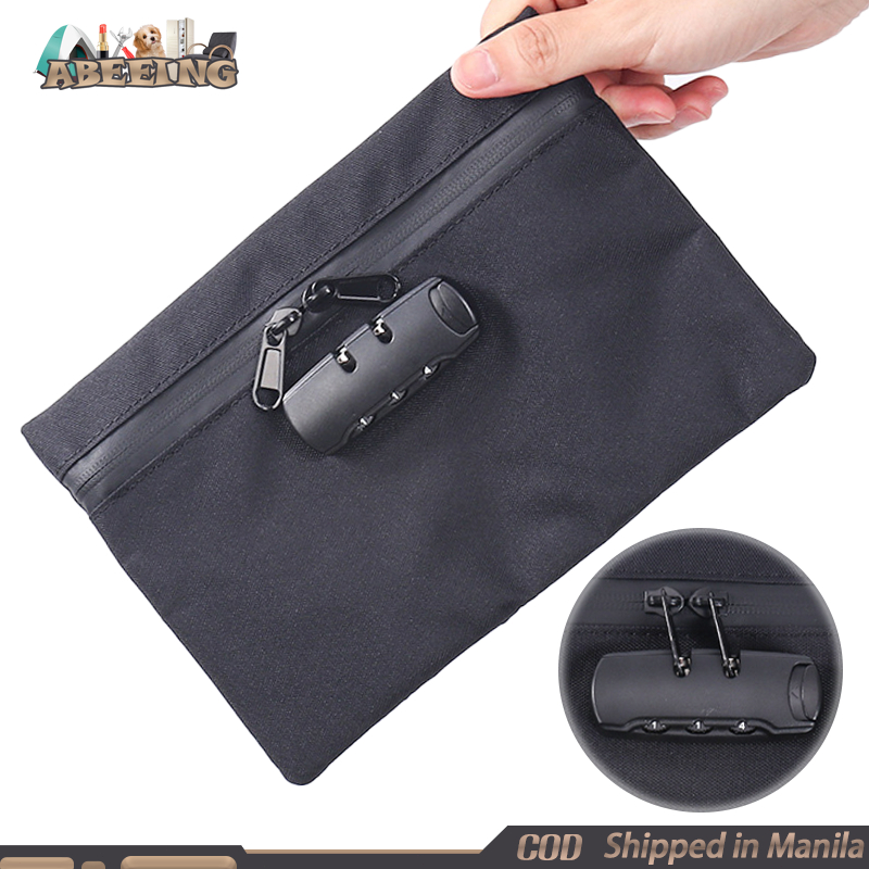 Travel Security Storage Money Bag Black Money Bag With Lock Portable ...