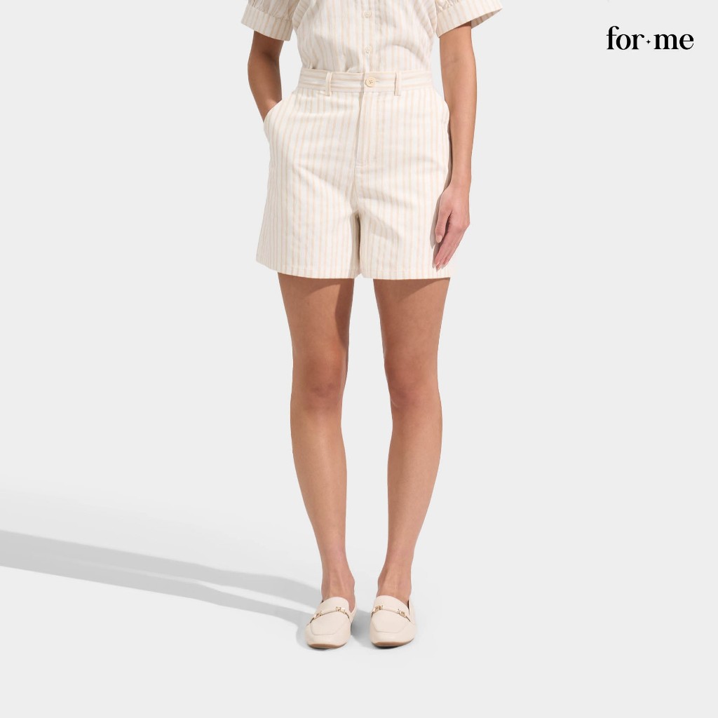 ForMe Striped Shorts For Women (Cream) | Shopee Philippines