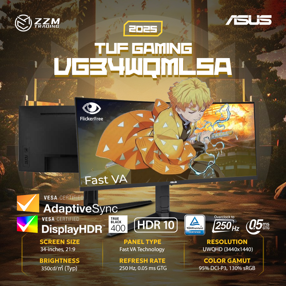 ASUS TUF VG34WQML5A Gaming Monitor 2025 34" UWQHD 200Hz Fast VA ...
