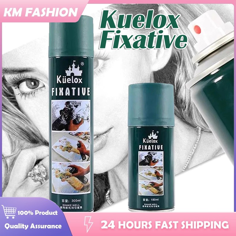 KM Kuelox Fixative Spray 180ml/300ml For Sketch Painting Carbon ...