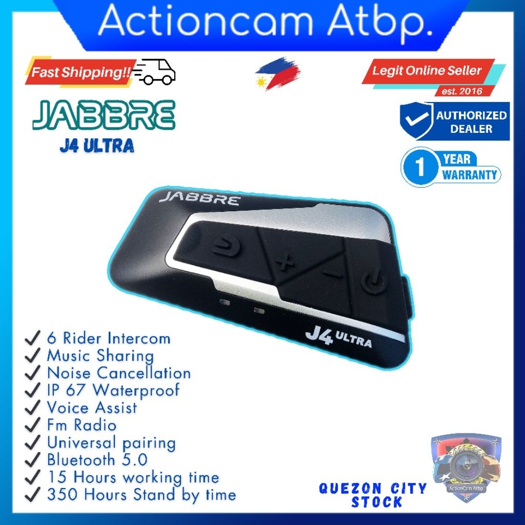 Jabbre J4 Ultra Bluetooth Intercom 6 Rider group way | Shopee Philippines