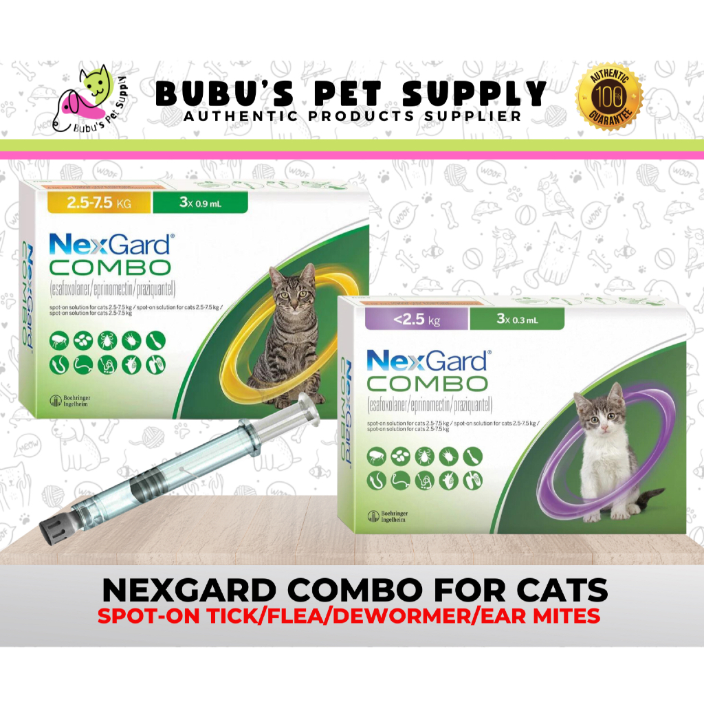 NEXGARD COMBO for Cats Spot-on Ticks and Fleas, Dewormer, Mites ...