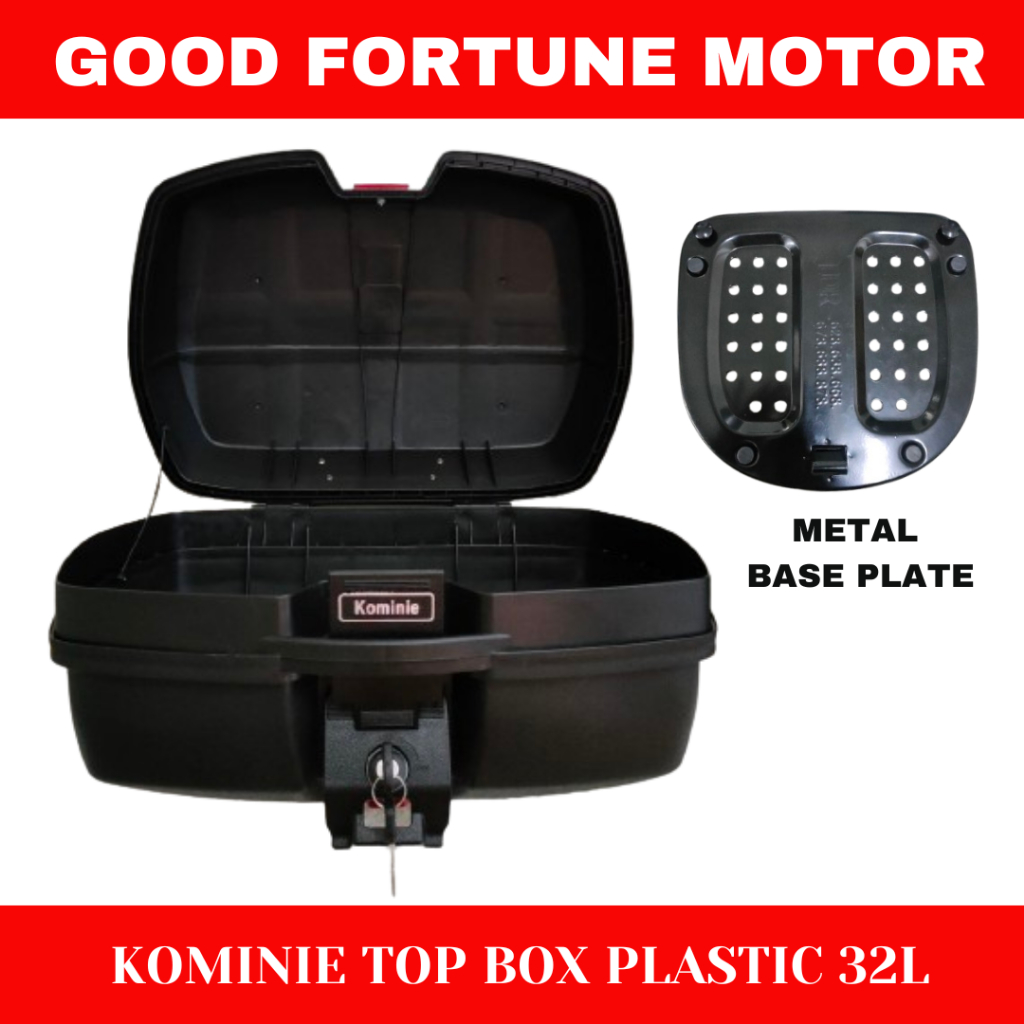 Kominie Top Box Plastic 32 Liters Black/Carbon With Metal Base Plate ...