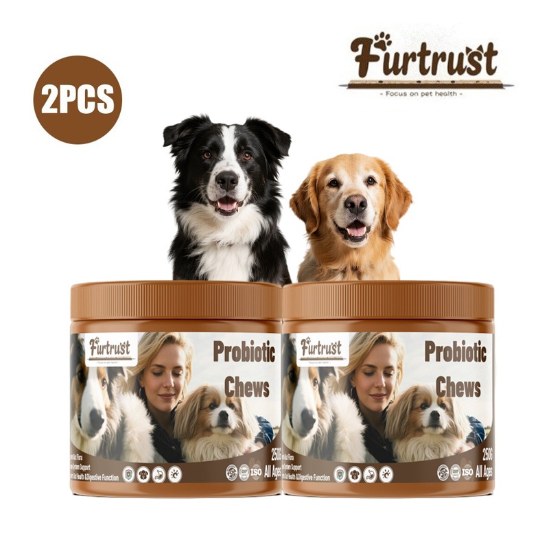 Furtrust 2PCS Happy Tummy Dog Probiotics Chews Healthy Dog Treats Pet ...