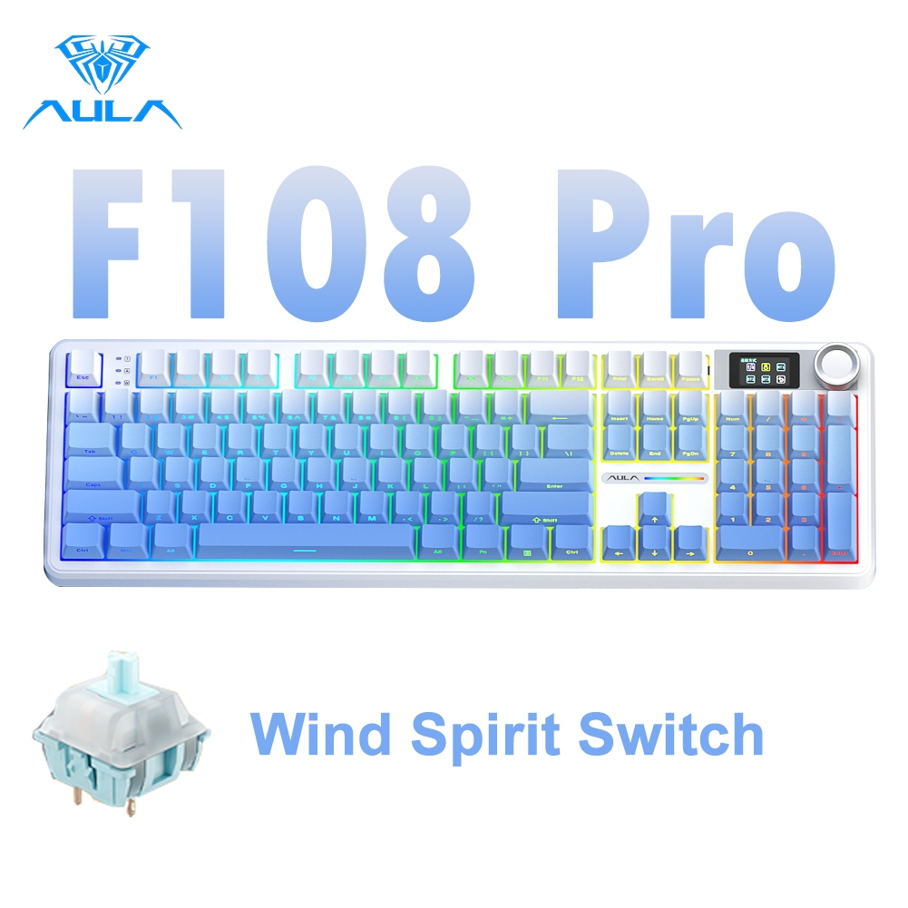 AULA F108 PRO Customized Mechanical Keyboard 108 keys Bluetooth/2.4G ...