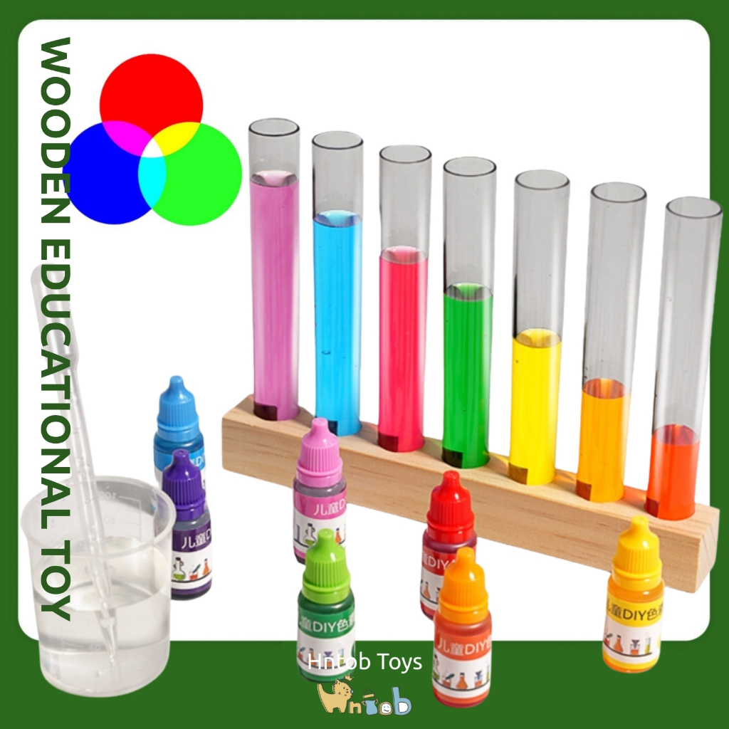 Hntob Color Test DIY Science Experiments Kit Manual Guide Wooden Stand ...
