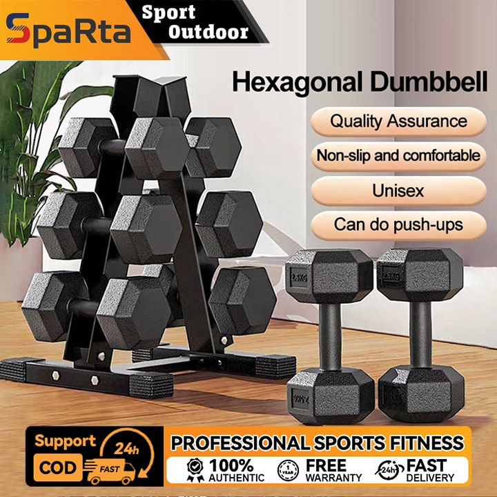 【COD】Hexagonal dumbbell push up fitness equipment Dumbbell set 2/4/5/6 ...