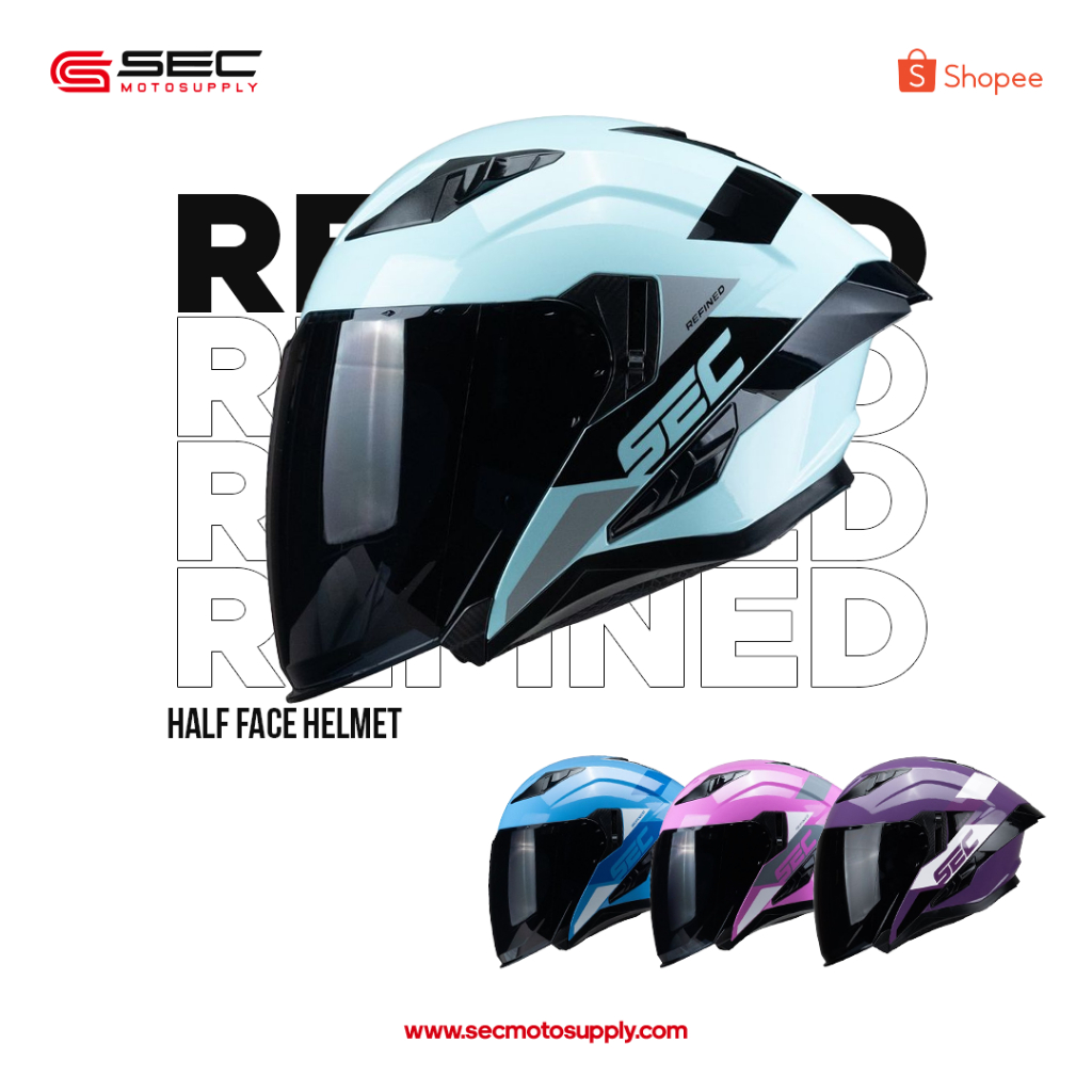 SEC Half Face Helmet for Motorcycle - Refined Gloss (M-XL) | Shopee ...