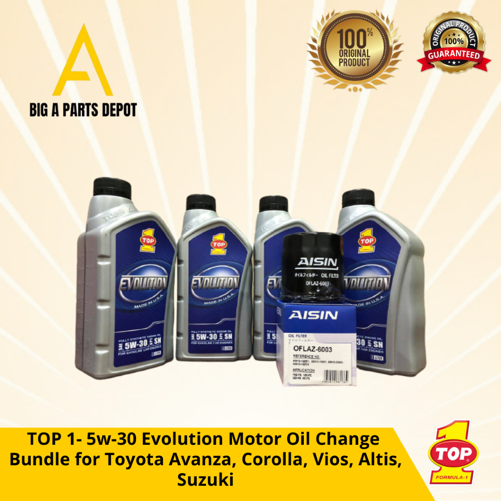 Top 1 - 5w-30 Evolution Motor Oil Change Bundle for Toyota Vios, Avanza ...