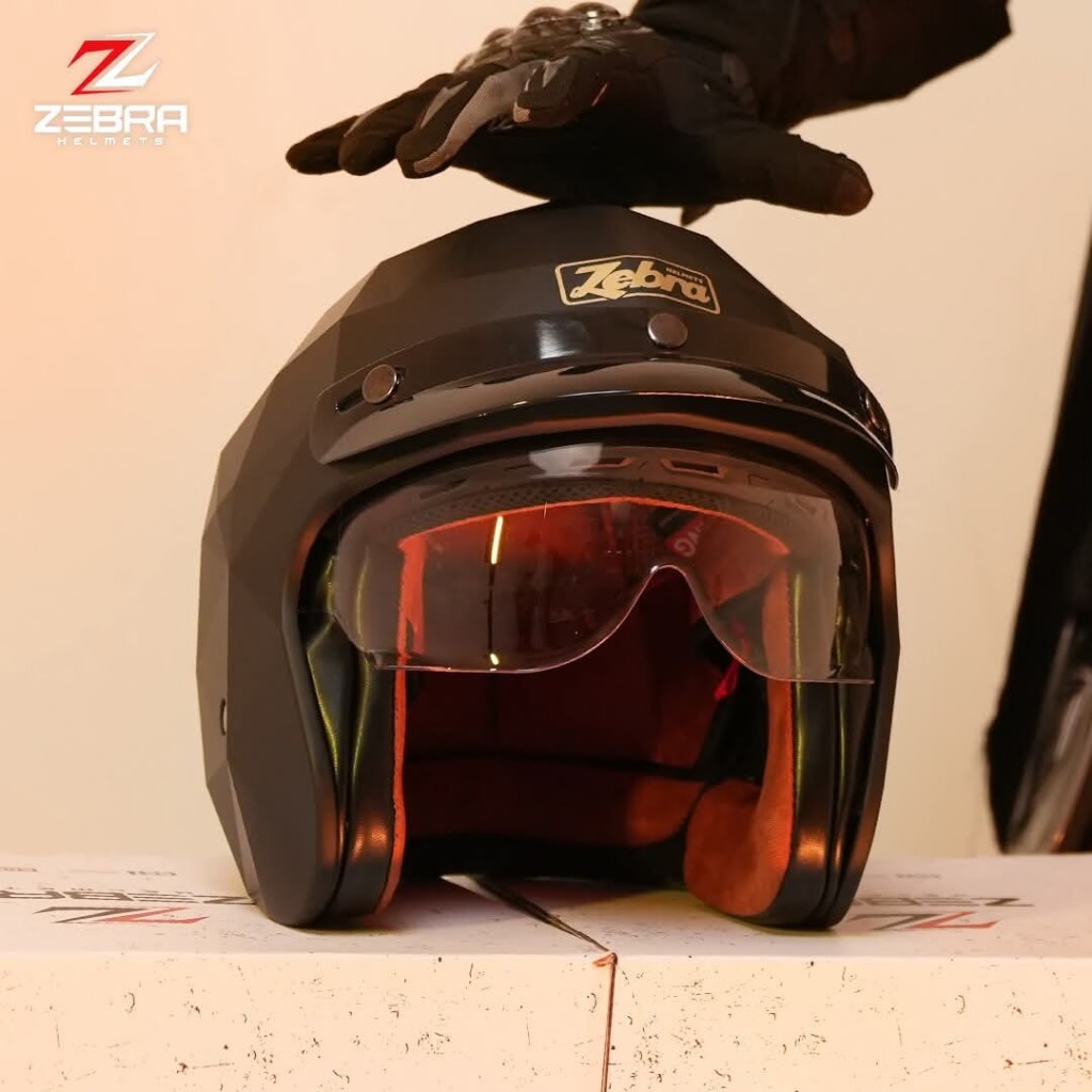 Zebra 715 DIAMONDS Retro Classic Clear Visor Half Face Helmet for ...