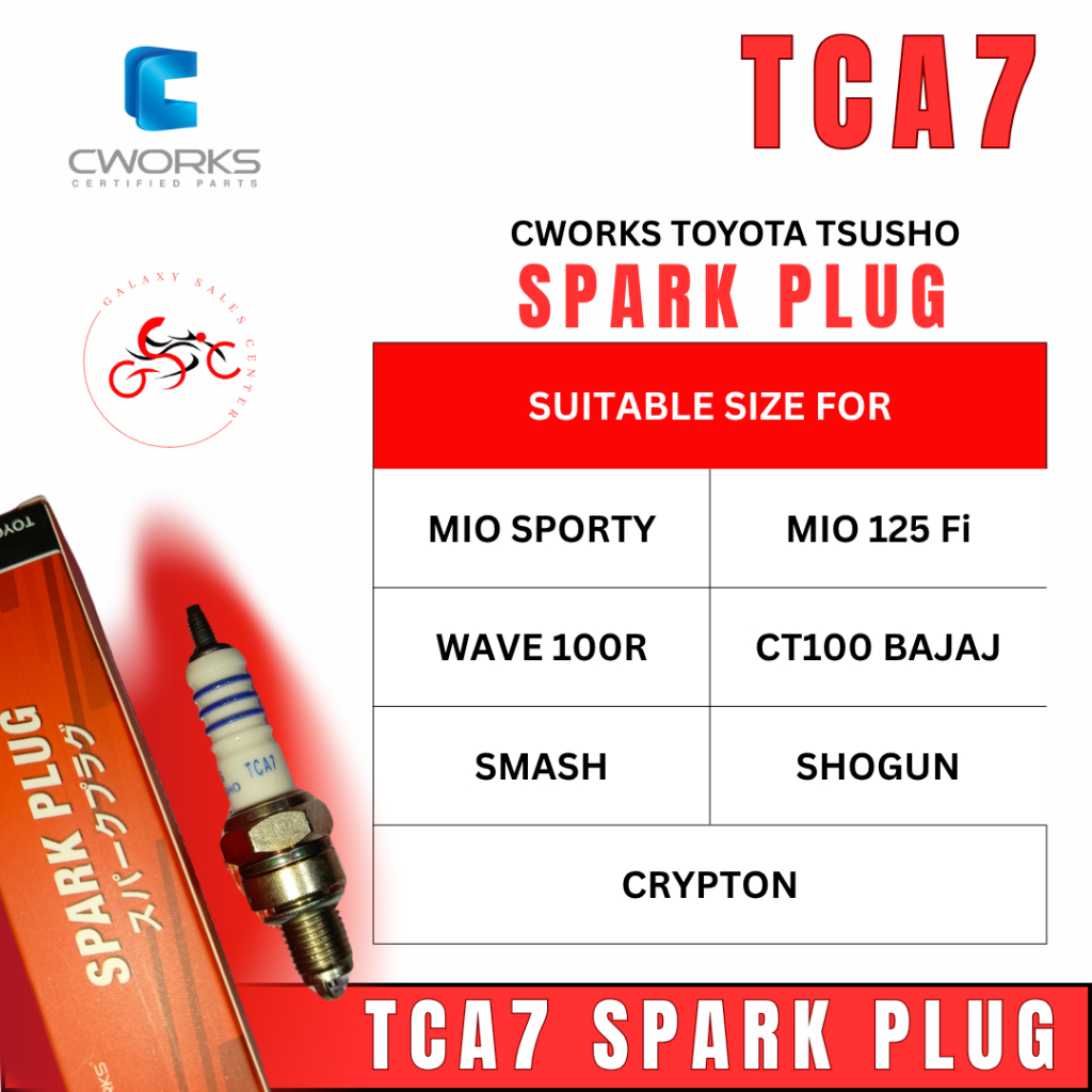 CWORKS Spark Plug (TCA7) for Mio Sporty/Mio 125 Fi/Wave100R/CT100 BAJAJ ...