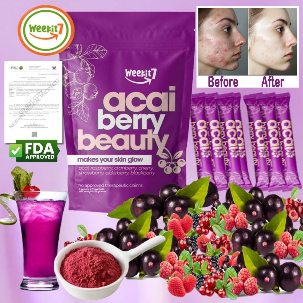 Weekit7 Acai Berry Powder Organic Beauty Juice Anti-Aging Detox White ...