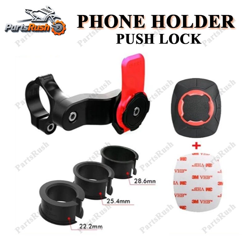 PUSH LOCK MOTORCYCLE BICYCLE ELECTRIC SCOOTER PHONE HOLDER MOUNT ...