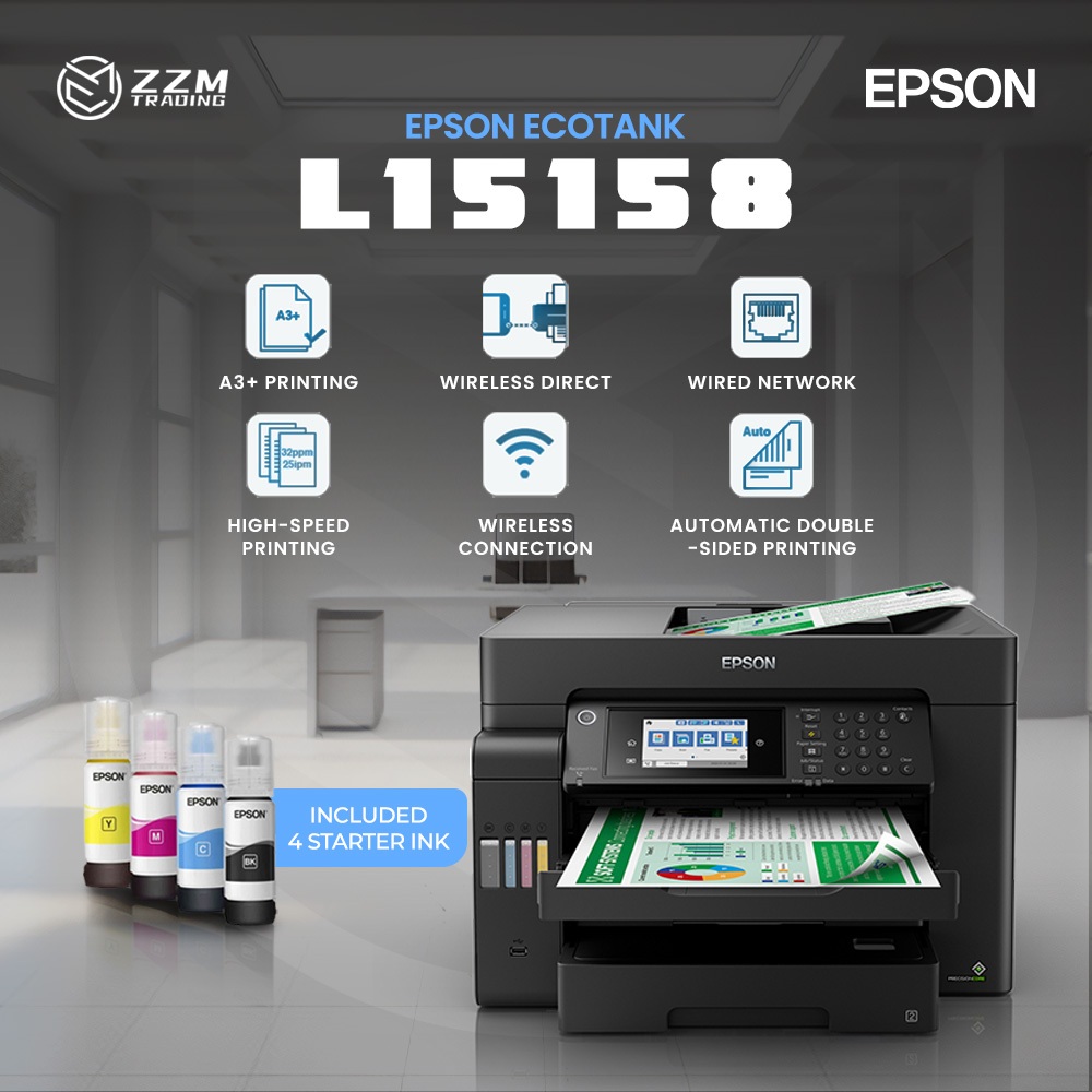 EPSON ECOTANK L15158 A3 WI-FI DUPLEX ALL-IN-ONE INK TANK PRINTER 4800 x ...