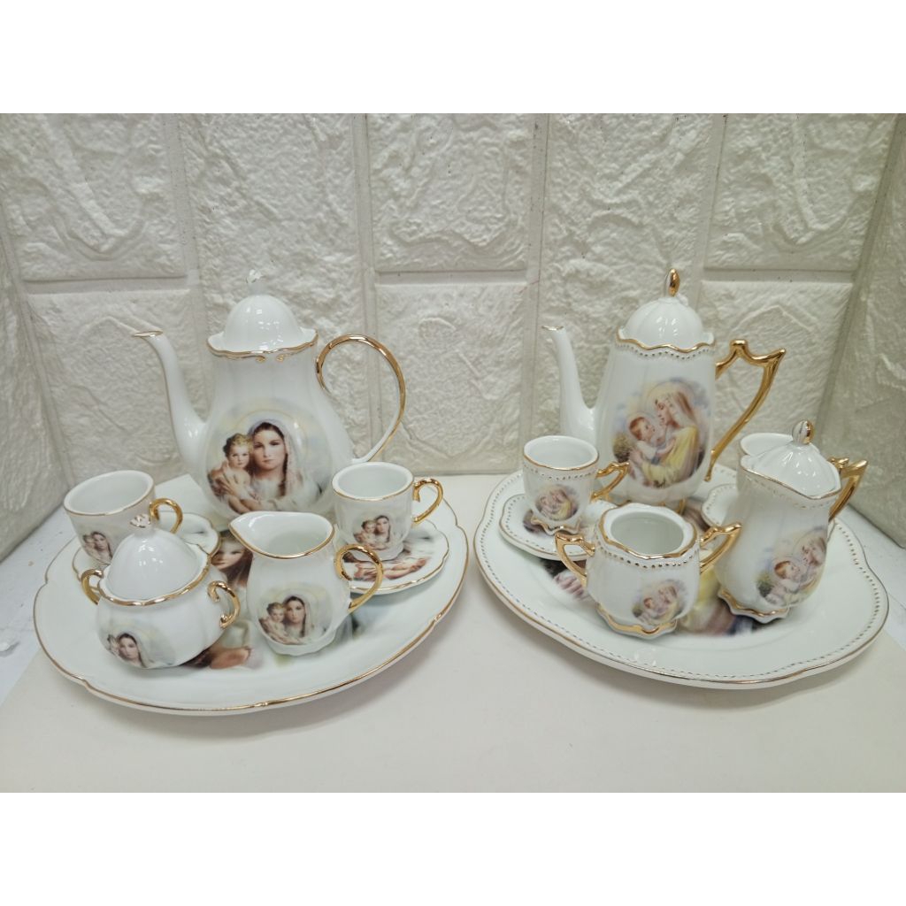 MINI PORCELAIN TEA SET MADONNA AND CHILD 2 DESIGN | Shopee Philippines