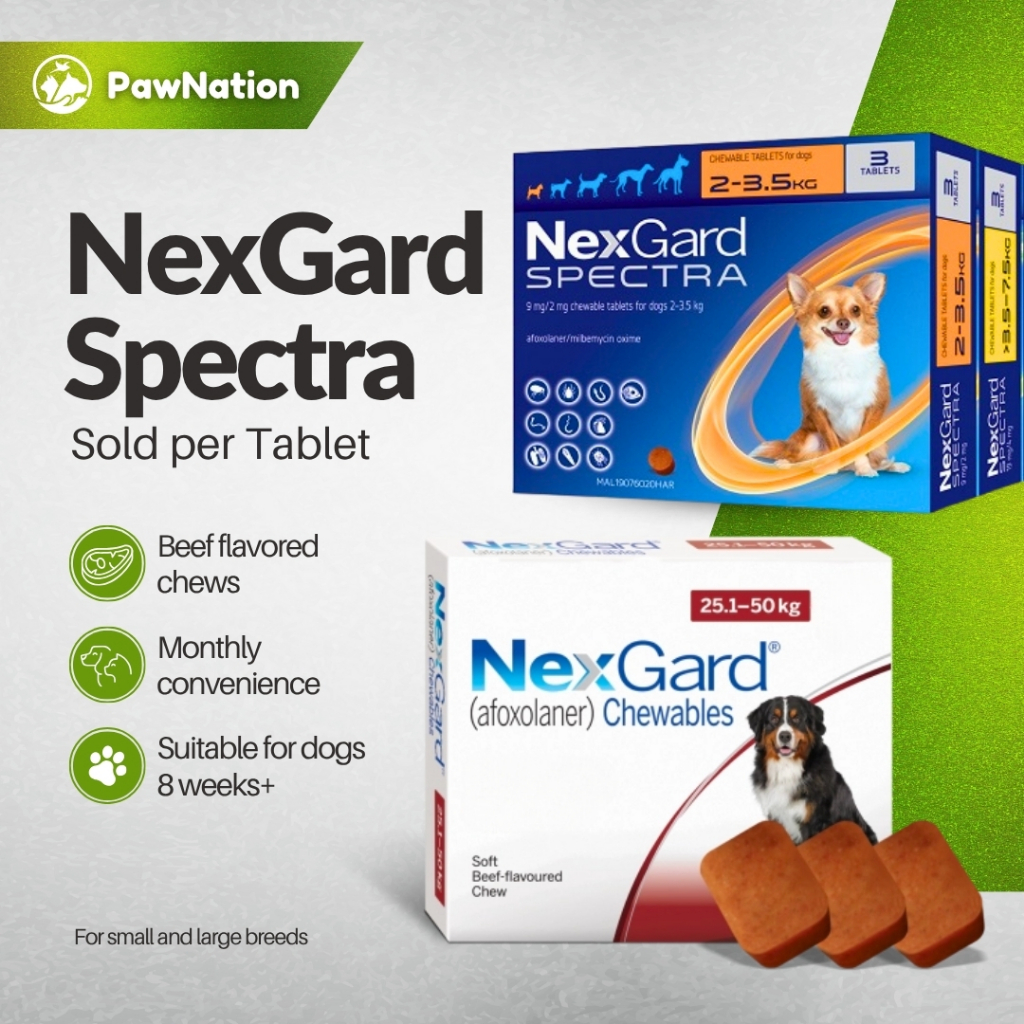 Nexgard Spectra /Nexgard Plain Chewable 1 Tablet Only with FREE Sticker ...