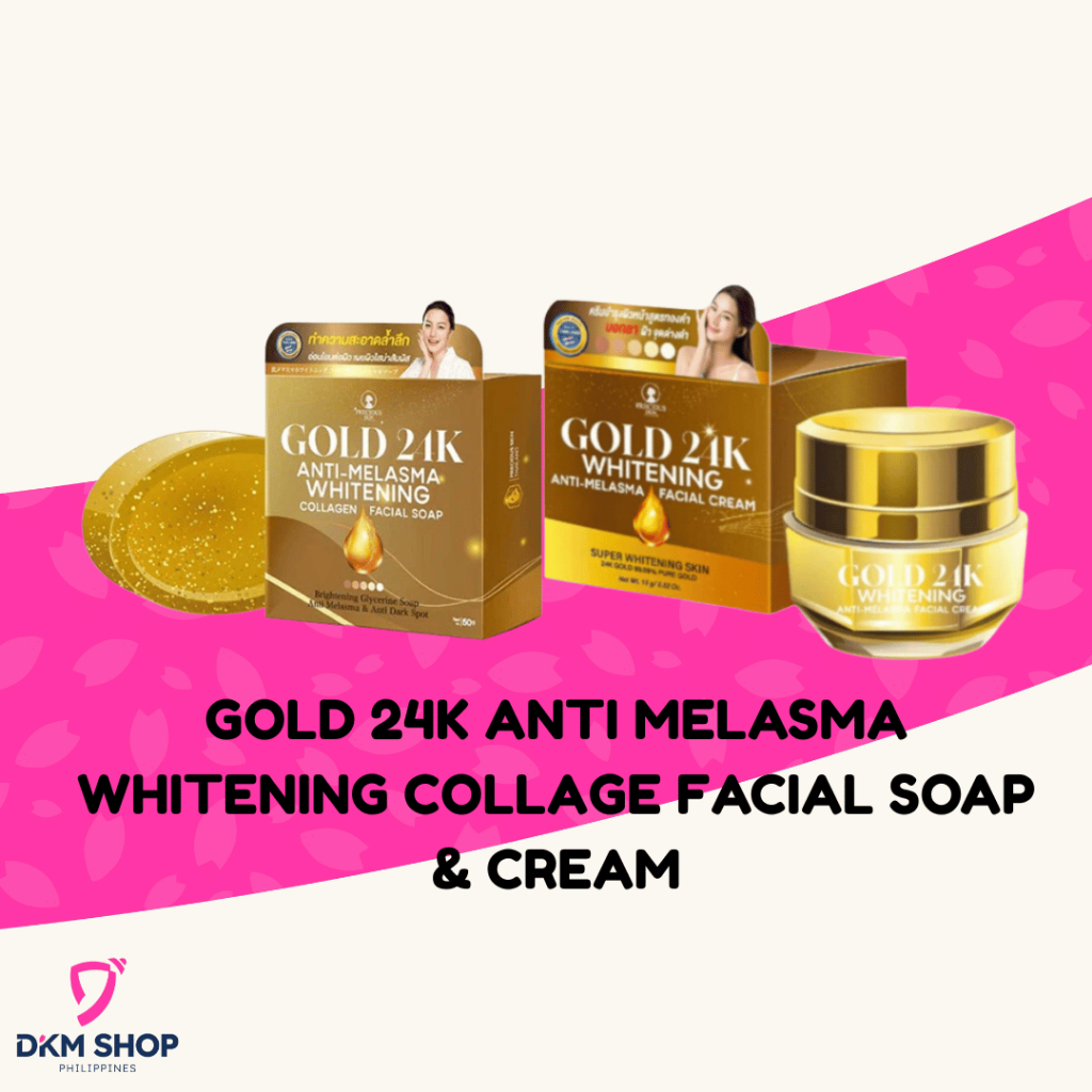 GOLD 24K WHITENING ANTI MELASMA FACIAL SOAP & CREAM | Shopee Philippines