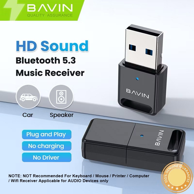 BAVIN 10 HD Sound BT 5.3 Music Receiver Plug and Play w/ 20m Distance ...