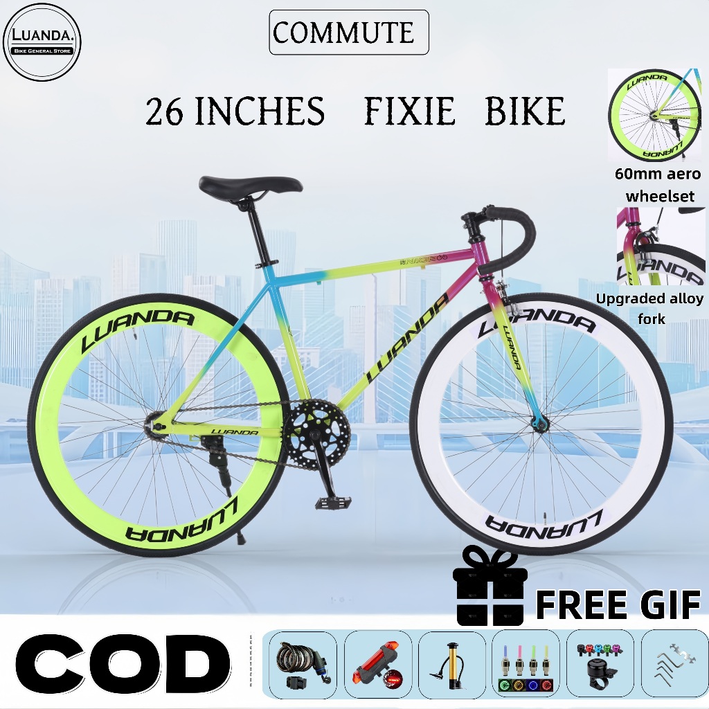 LUANDA FIXIE Bike High Carbon Steel Road Bike 700c Durable 26 Inch ...