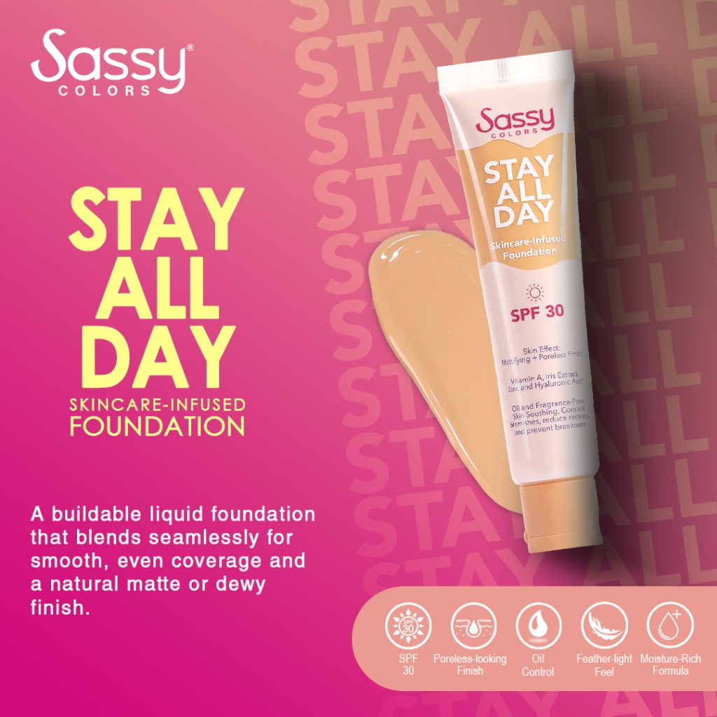 Sassy Colors Stay All Day Skincare-Infused Foundation - Matte, Oil ...