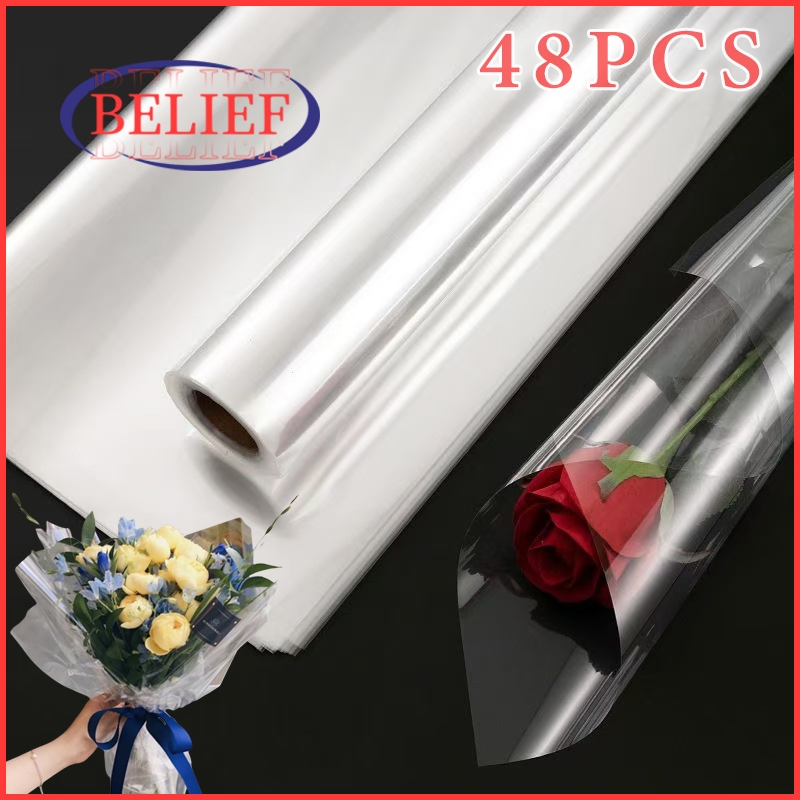 48pcs Transparent Cellophane Bouquet Wrapping Paper Romantic DIY ...