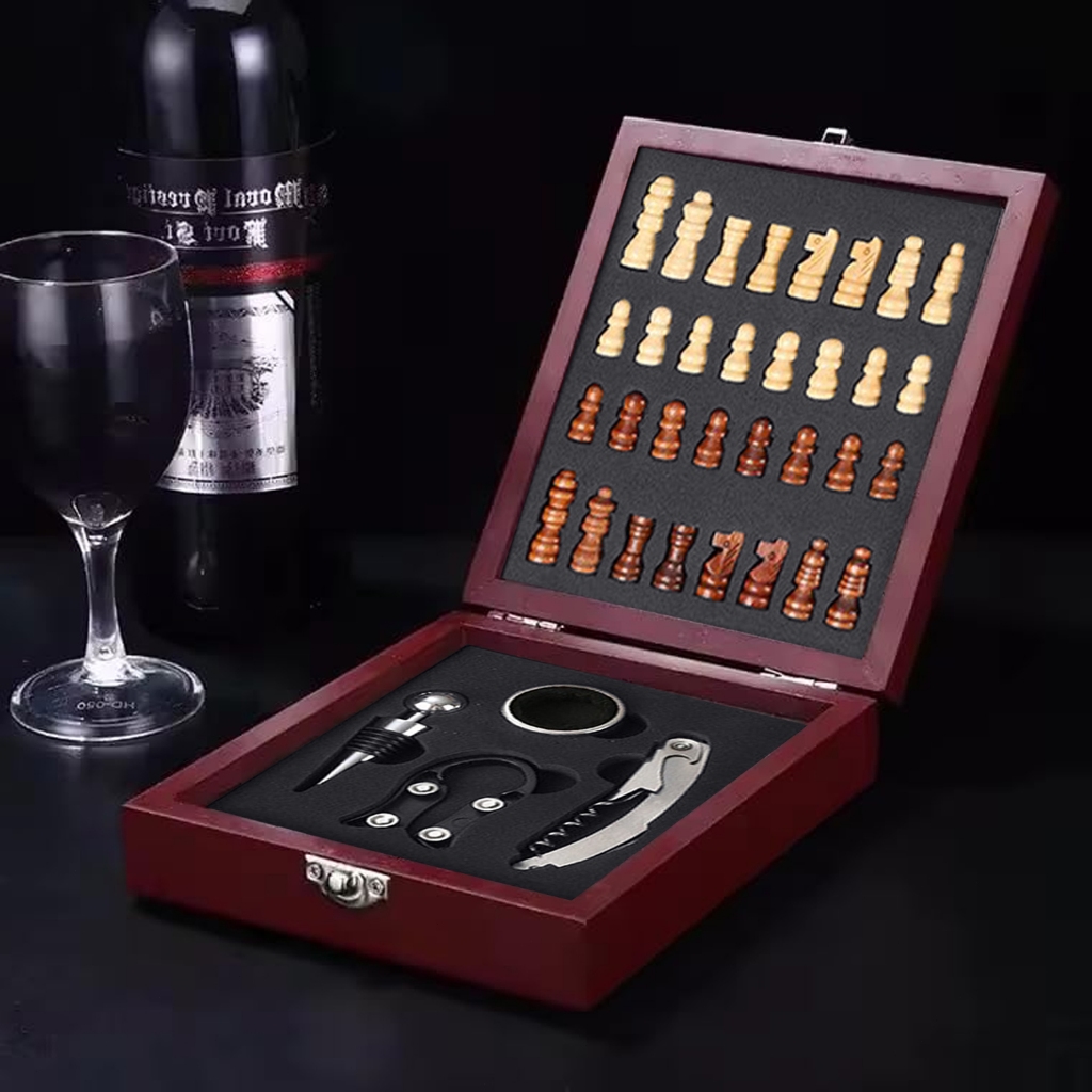 Wine Tool Box Opener Set Gift Set Wooden Box Wine Tools Chessboard wine ...
