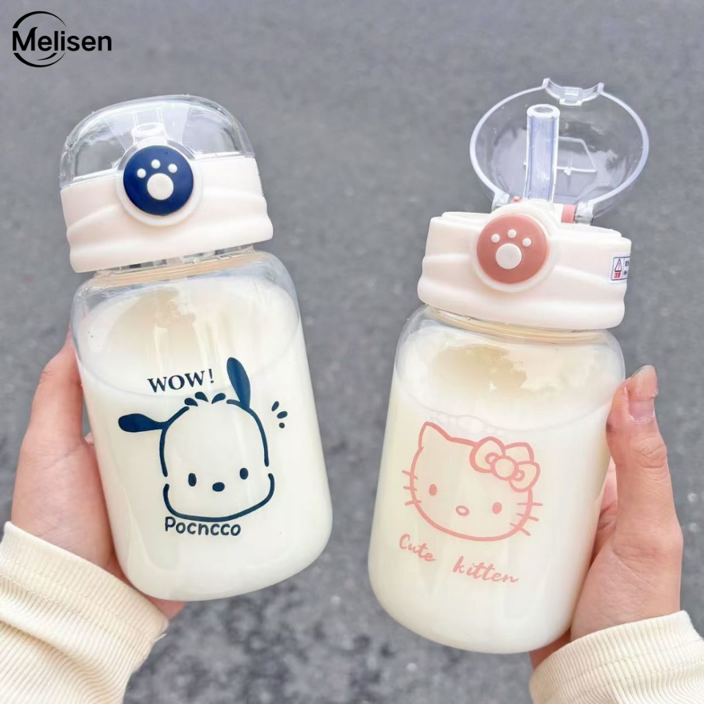 500ml Cute Water Bottle With Straw Portable Leak-proof Plastic Drinking ...