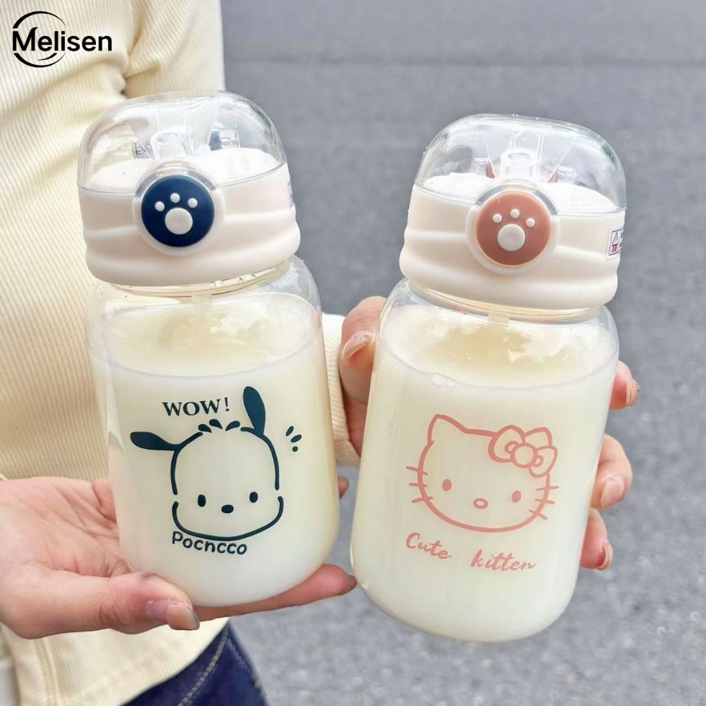 500ml Cute Water Bottle With Straw Portable Leak-proof Plastic Drinking ...