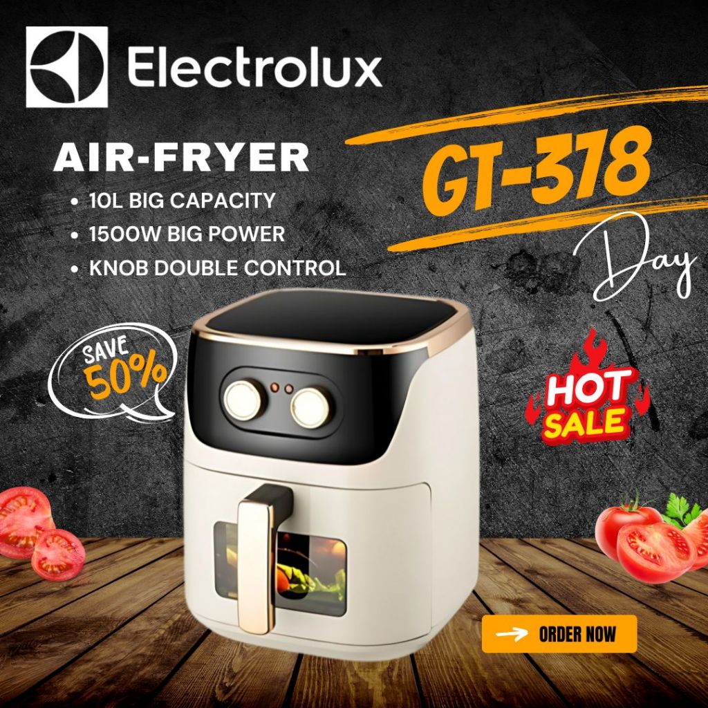Electrolux Air Fryer GT378 | 10L Big Capacity | 1500W Fast Cook | Dual ...