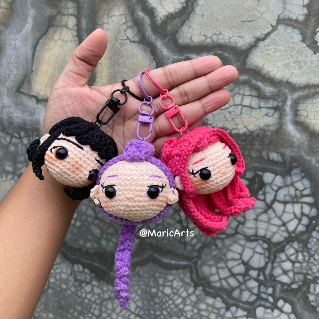 Huntrix KPOP Demon Hunters Crochet Head Amigurumi Keychain | Shopee ...