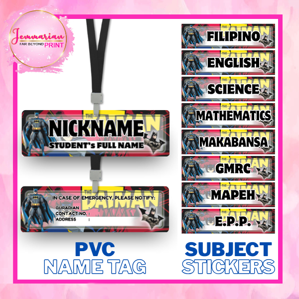 NAME TAG & SUBJECT STICKERS (batman2 design) | Shopee Philippines