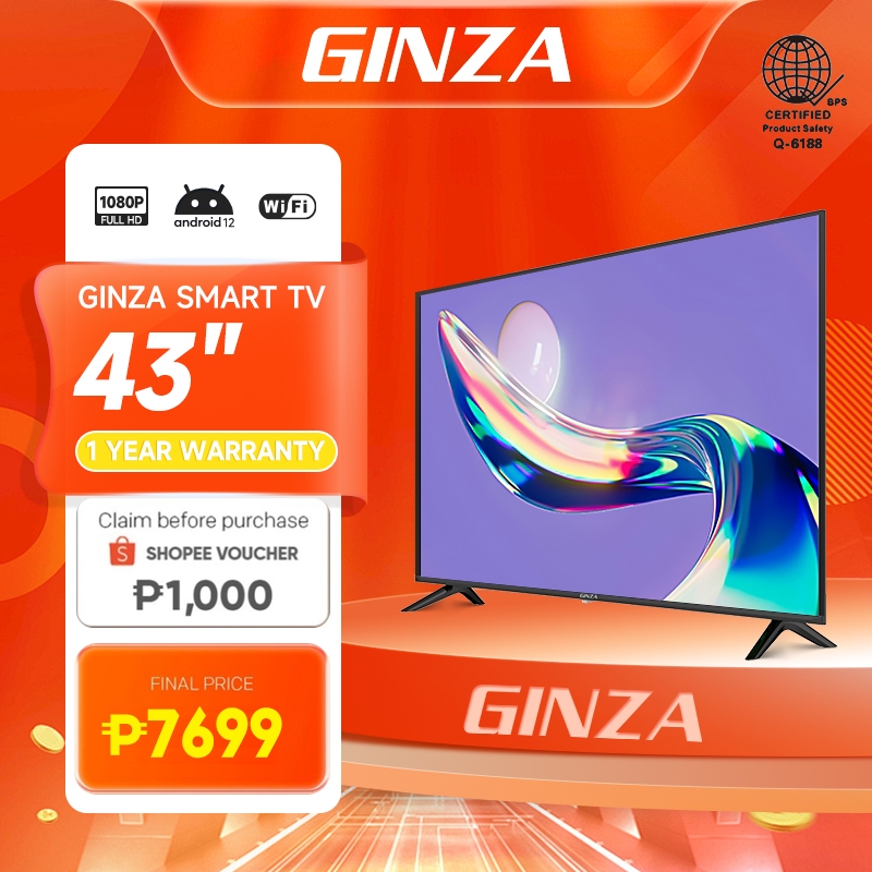 GINZA Smart TV 40 Inch Flat Screen TV 43 inch Slim HD LED TV Black | Shopee Philippines