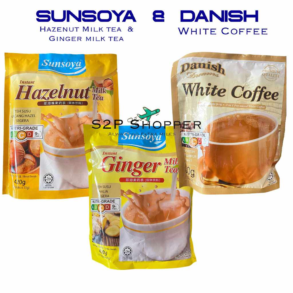 🇸🇬 S2P SUNSOYA Ginger milk Tea & Hazelnut Milk Tea / DANISH White ...