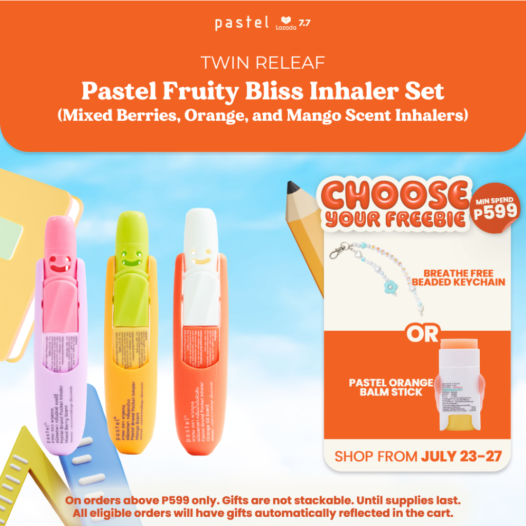 Twin Relief Pastel Fruity Bliss Inhaler Set (Mixed Berry, Mango, and ...