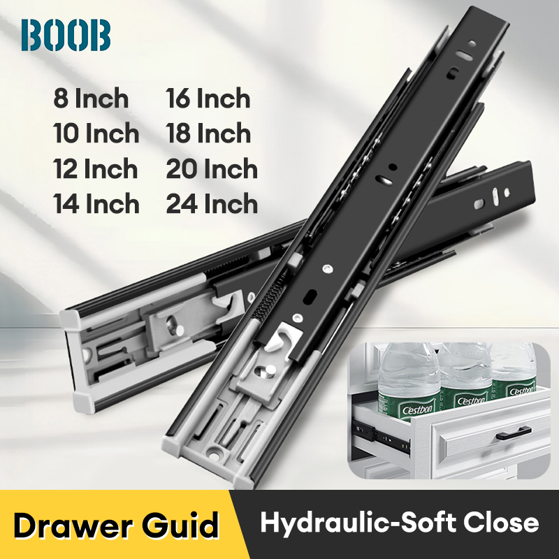 BOOB Hydraulic Soft Close Drawer Track Slide Fully Extended Ball ...
