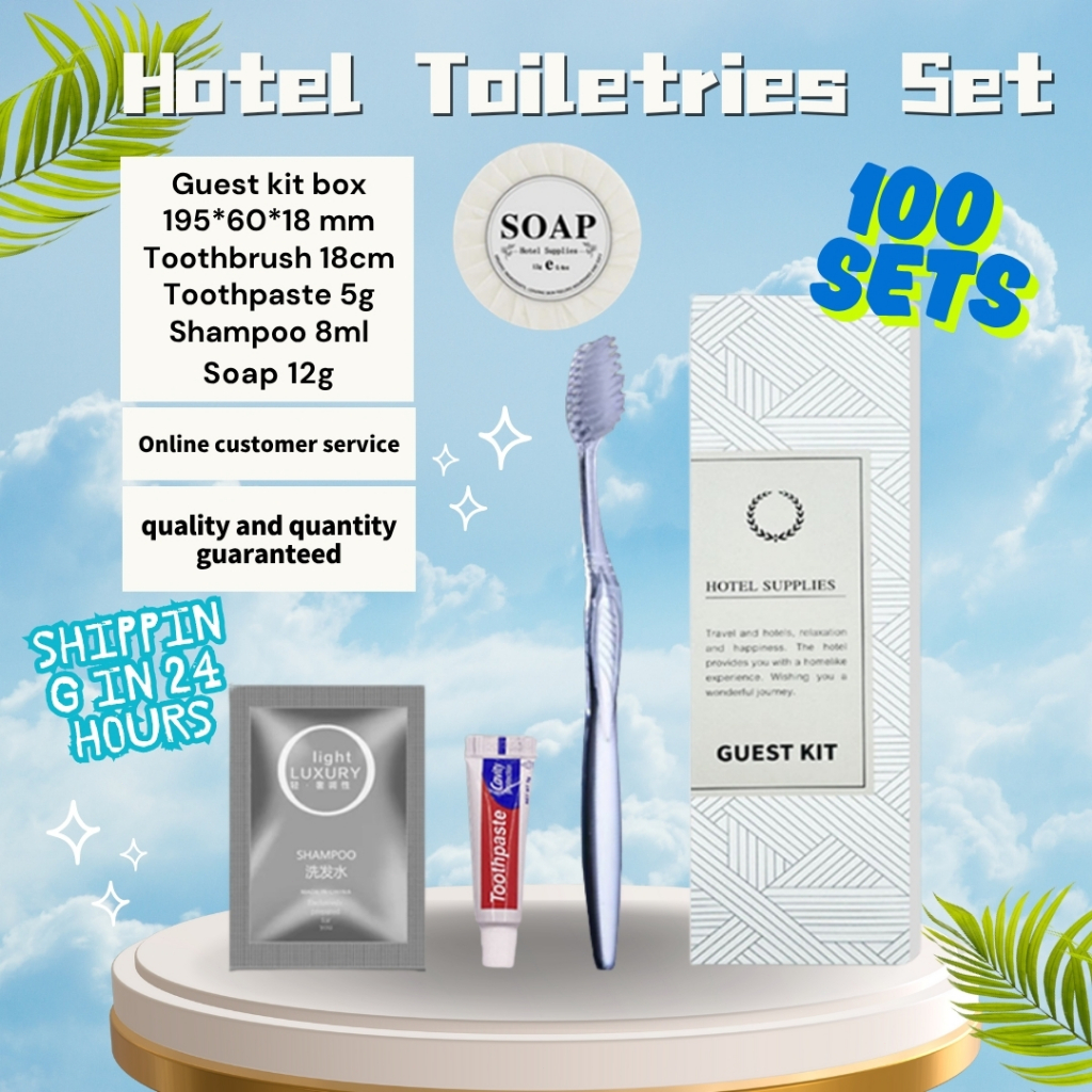 100 sets guest kit Hotel supplies 5 in 1 shampoo Soap toothpaste ...
