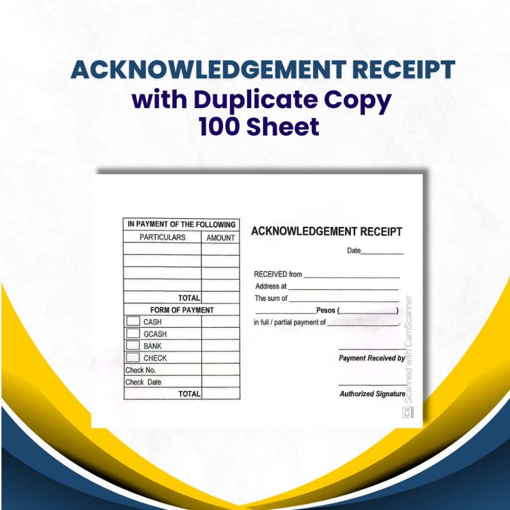 Acknowledgement Receipt with Duplicate 100 sheets | Shopee Philippines